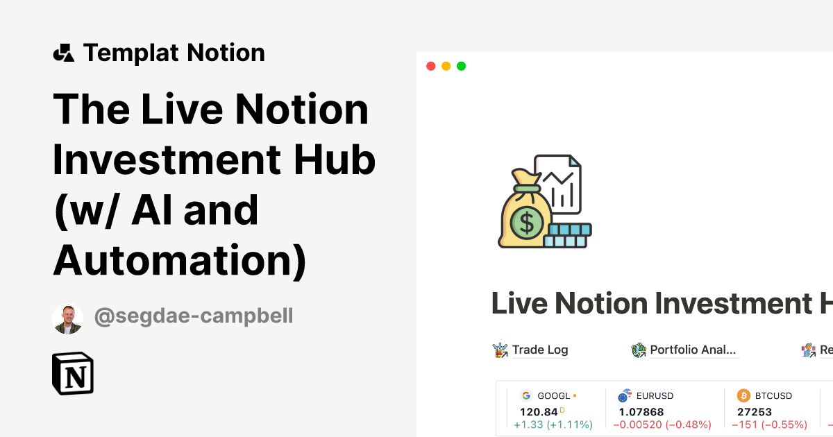 The Live Notion Investment Hub (w/ AI and Automation) Templat oleh Segdae Campbell | Notion ...