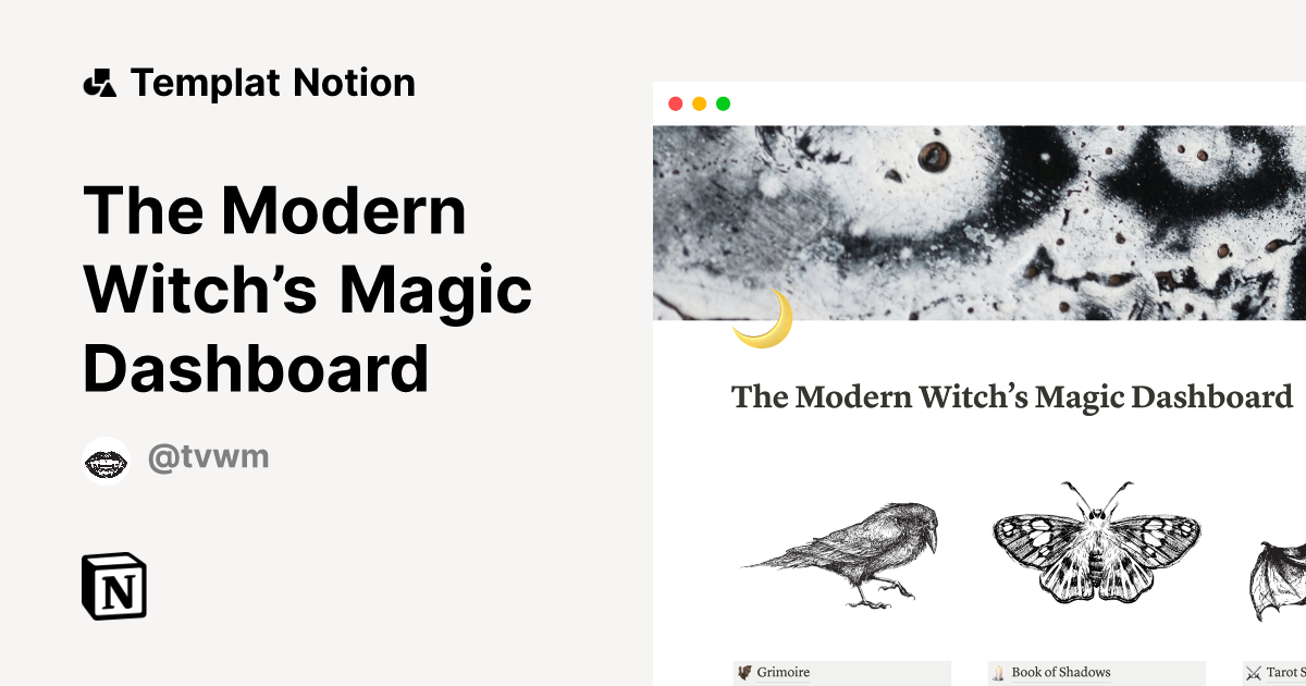 The Modern Witch’s Magic Dashboard Templat oleh The Vampire's Wife Marketing | Notion Marketplace