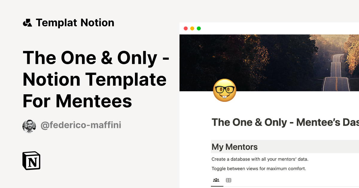 The One & Only - Notion Template For Mentees Templat oleh Federico Maffini | Notion Marketplace
