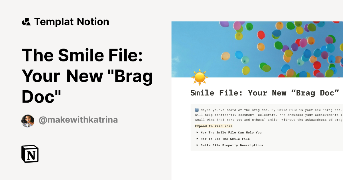 Templat The Smile File: Your New "Brag Doc" | Notion Marketplace