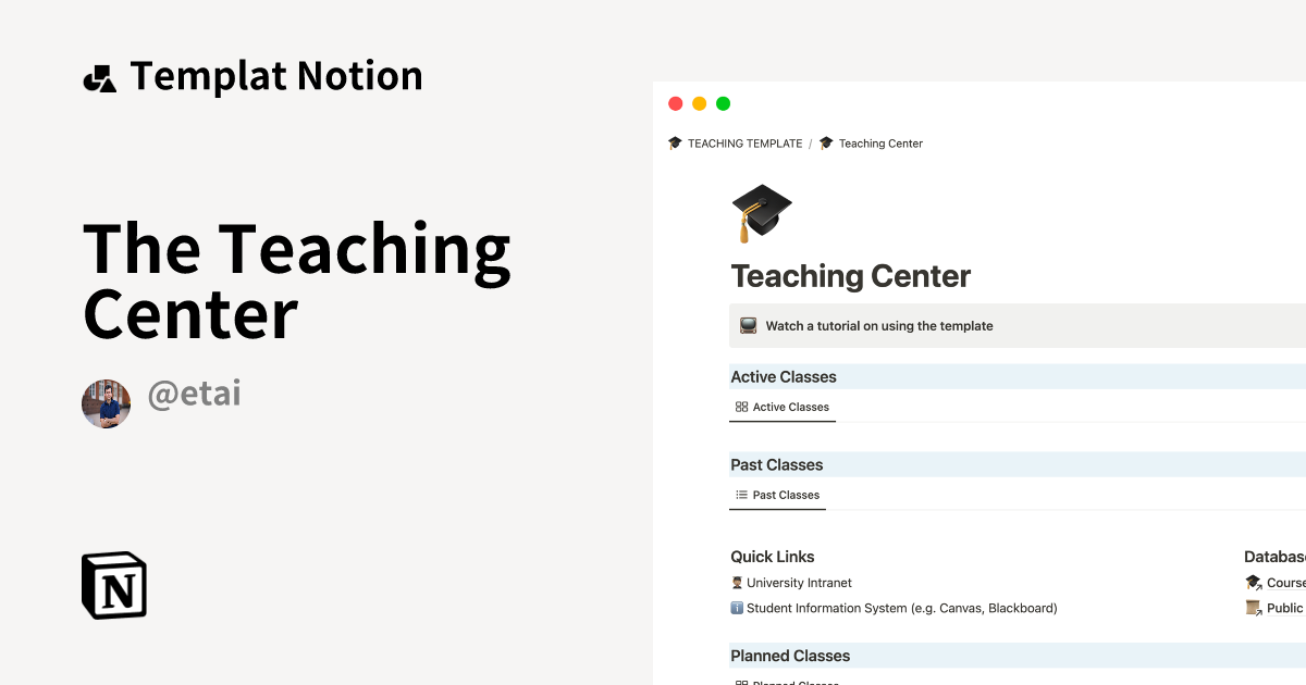 Templat The Teaching Center | Notion Marketplace