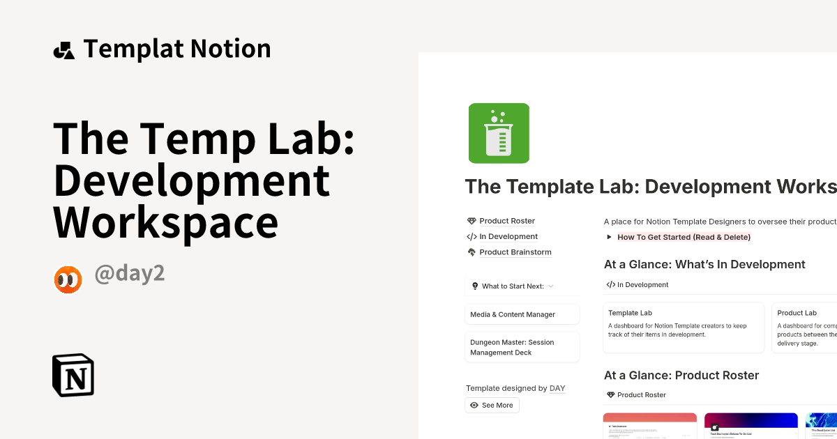 Templat The Temp Lab: Development Workspace | Notion Marketplace