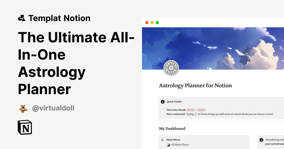 The Ultimate All-In-One Astrology Planner Templat oleh Virtual Doll ...
