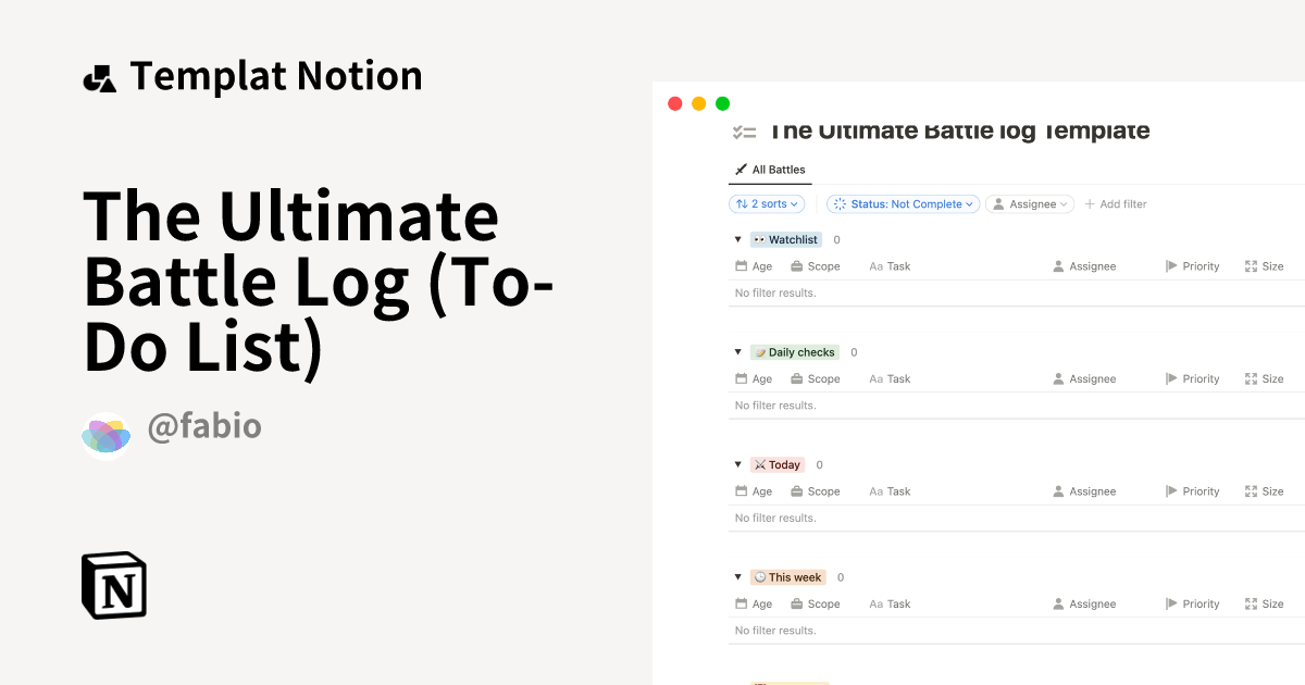 The Ultimate Battle Log (To-Do List) Templat oleh Fabio Longano ...