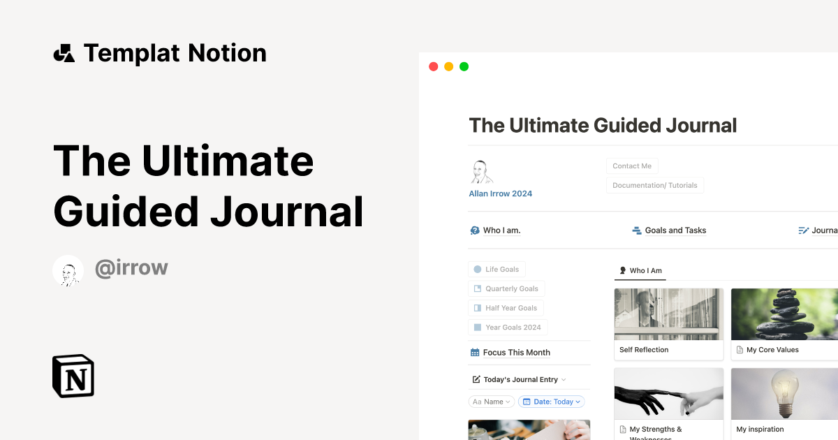 The Ultimate Guided Journal Templat oleh Irrow | Notion Marketplace