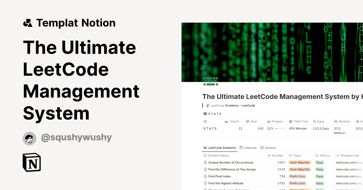 The Ultimate LeetCode Management System Templat oleh Jr Hector Gonzalez | Notion Marketplace