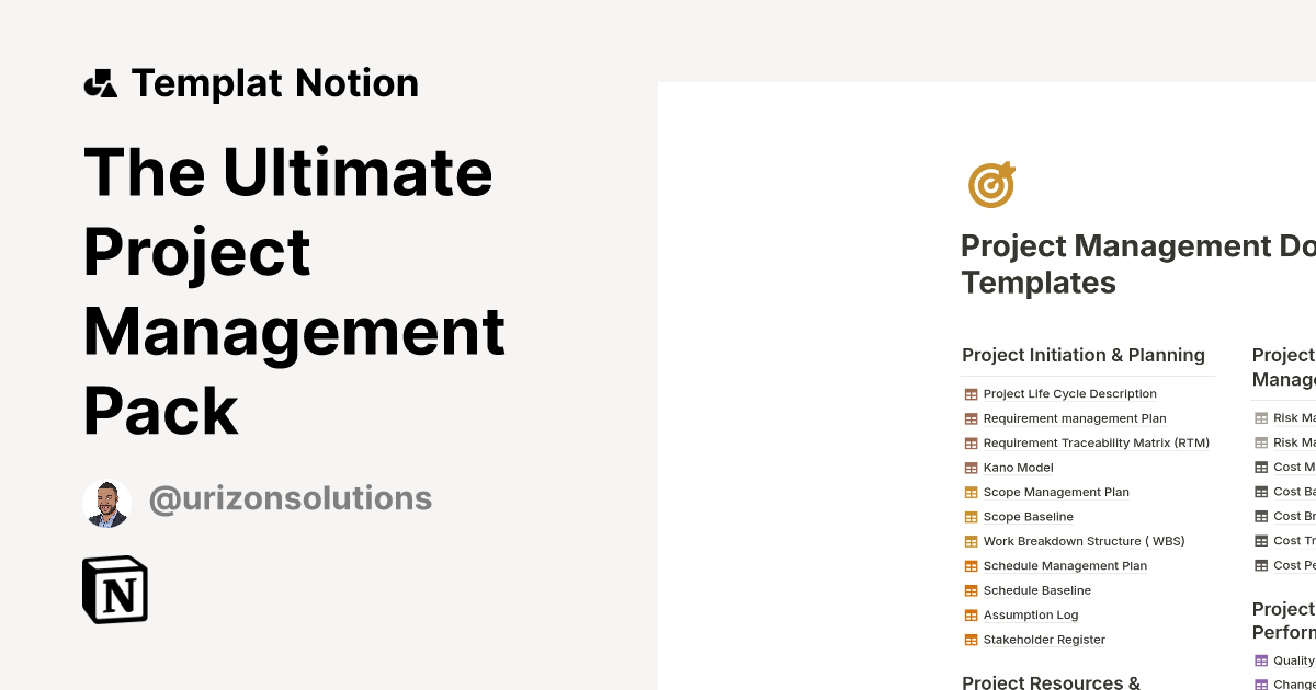 Templat The Ultimate Project Management Pack | Notion Marketplace
