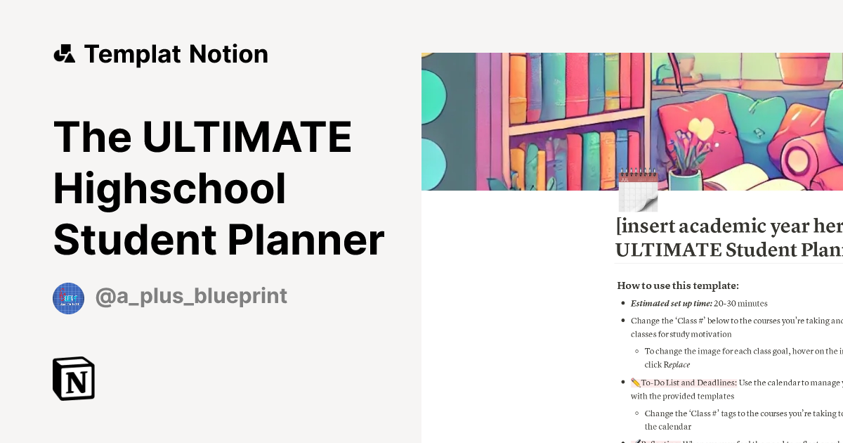 Templat The ULTIMATE Highschool Student Planner | Notion Marketplace