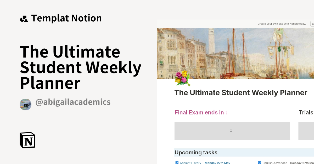 Templat The Ultimate Student Weekly Planner | Notion Marketplace