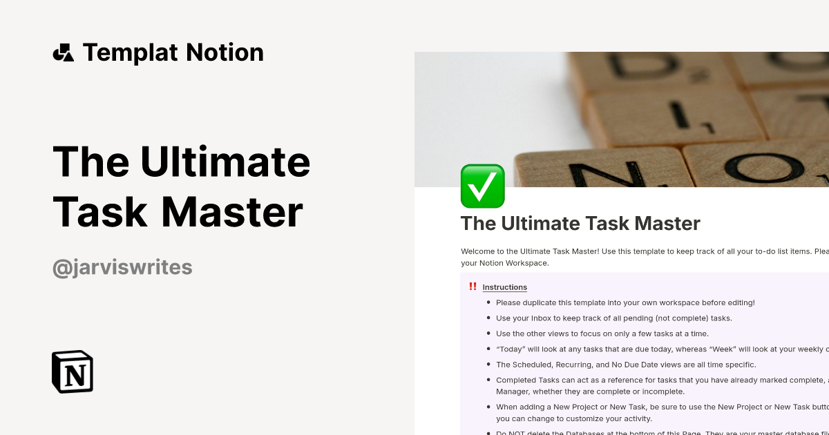 Templat The Ultimate Task Master | Notion Marketplace