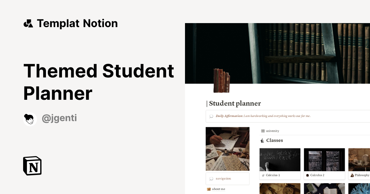 Themed Student Planner Templat oleh Jgenti | Notion Marketplace