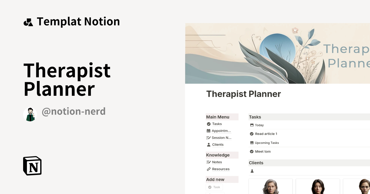 Templat Therapist Planner | Notion Marketplace