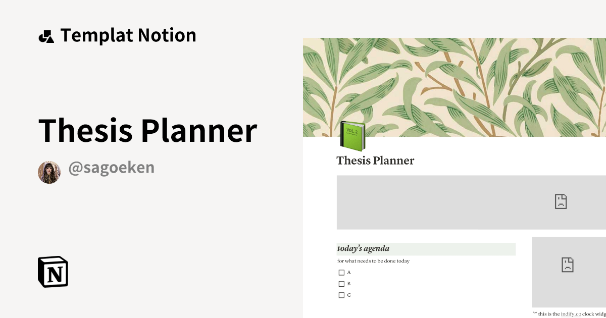 Templat Thesis Planner | Notion Marketplace