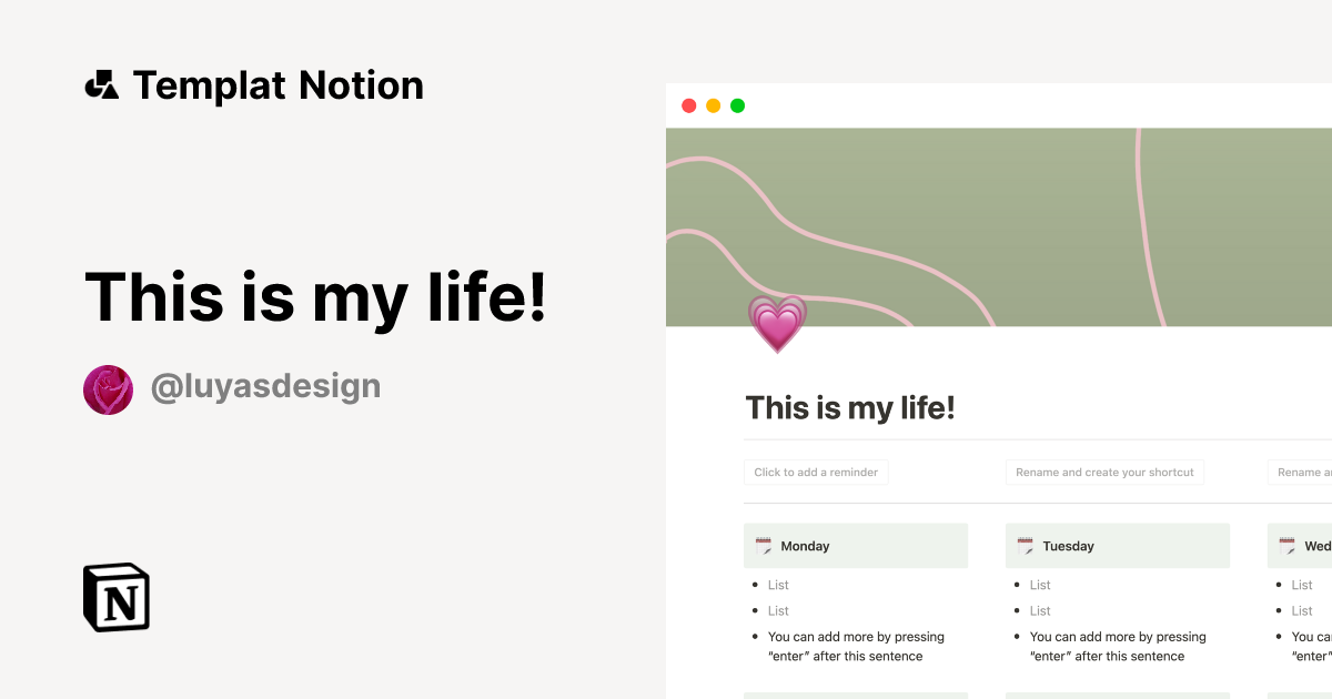 Templat This is my life! | Notion Marketplace