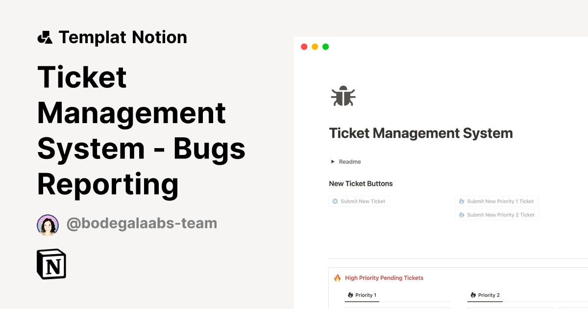 Ticket Management System - Bugs Reporting Templat oleh Triz | Notion ...