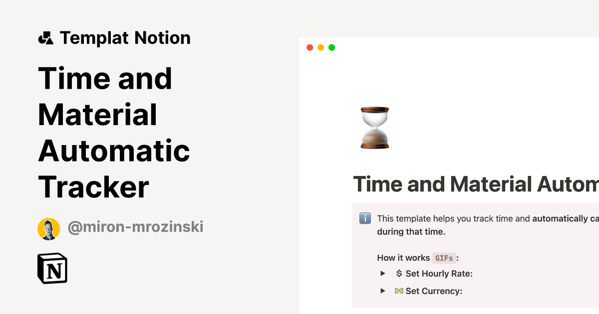 Templat Time and Material Automatic Tracker | Notion Marketplace