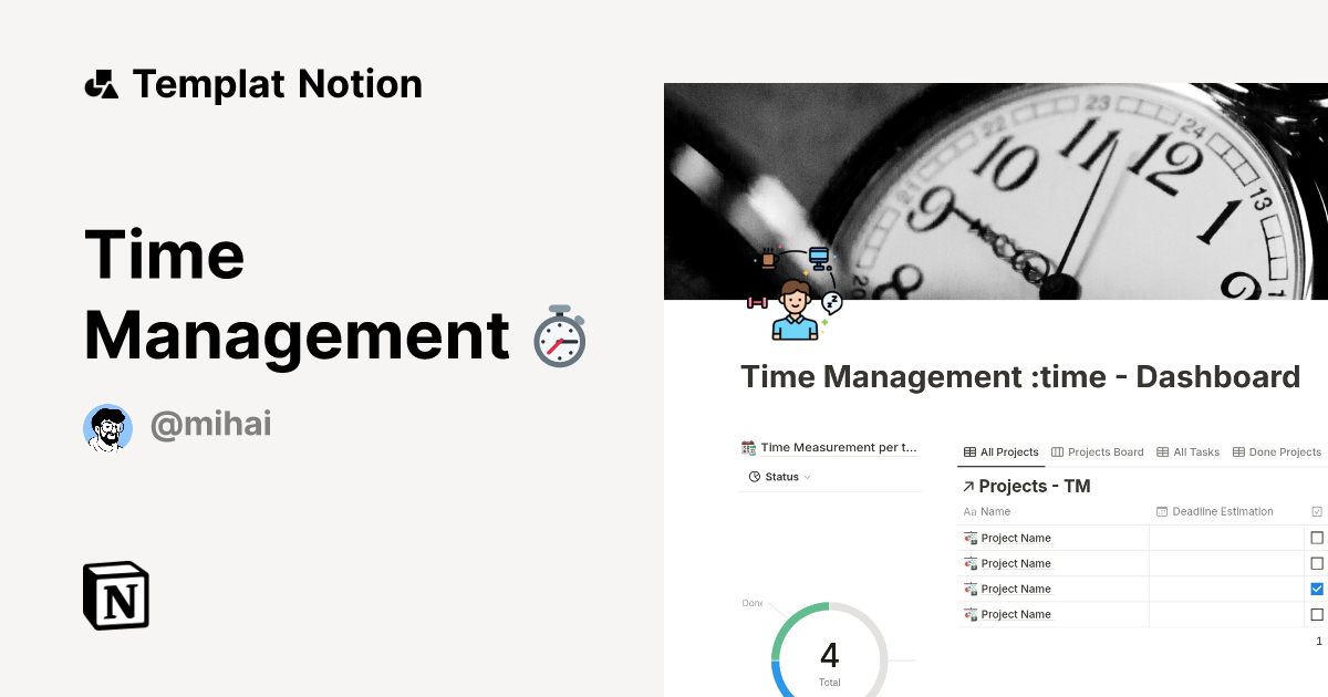 Time Management ⏱️ Templat oleh Mike | Notion Marketplace