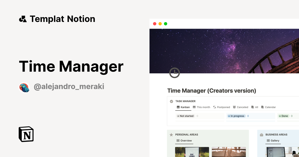 Templat Time Manager | Notion Marketplace