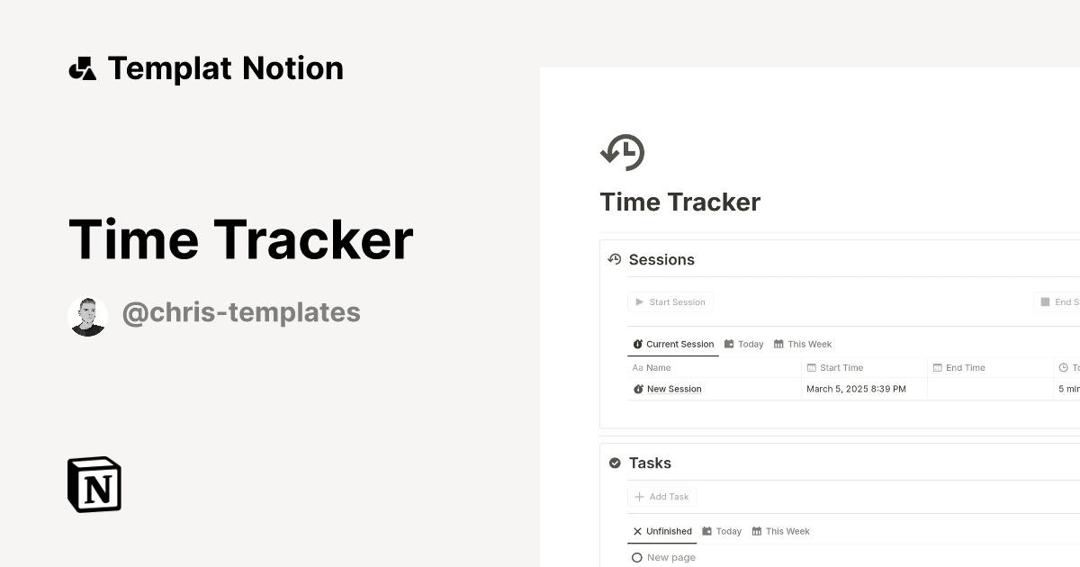 Time Tracker Templat oleh Chris | Notion Marketplace