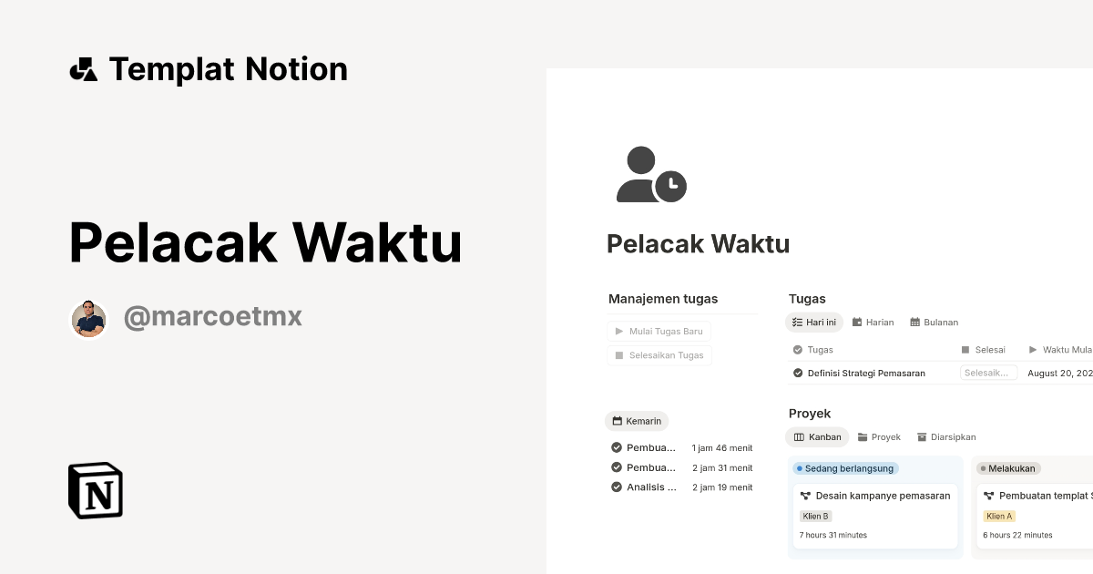 Templat Pelacak Waktu | Notion Marketplace