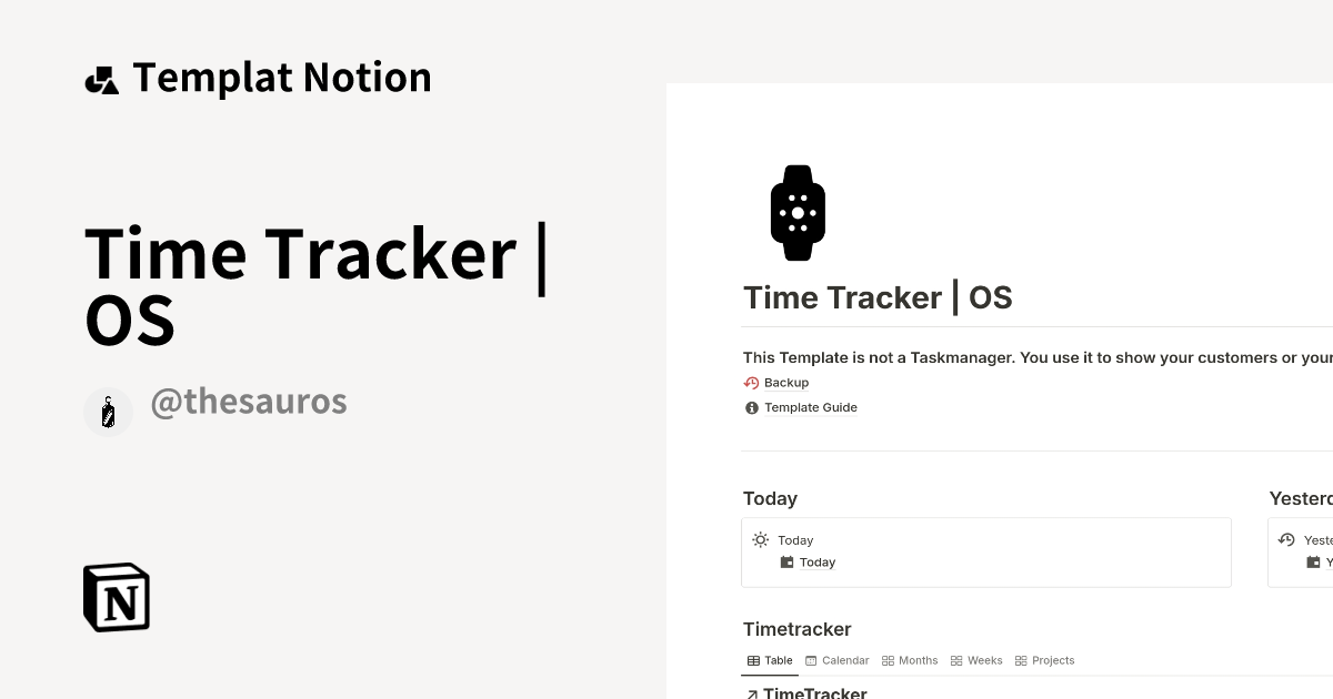 Time Tracker | OS Templat oleh Thesauros | Notion Marketplace
