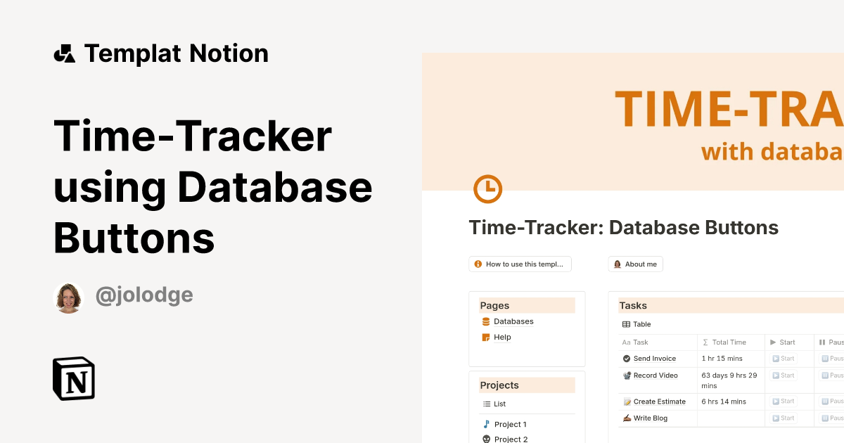 Templat Time-Tracker using Database Buttons | Notion Marketplace