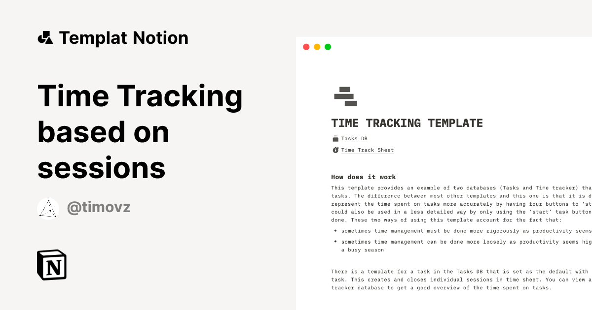 Templat Time Tracking based on sessions | Notion Marketplace