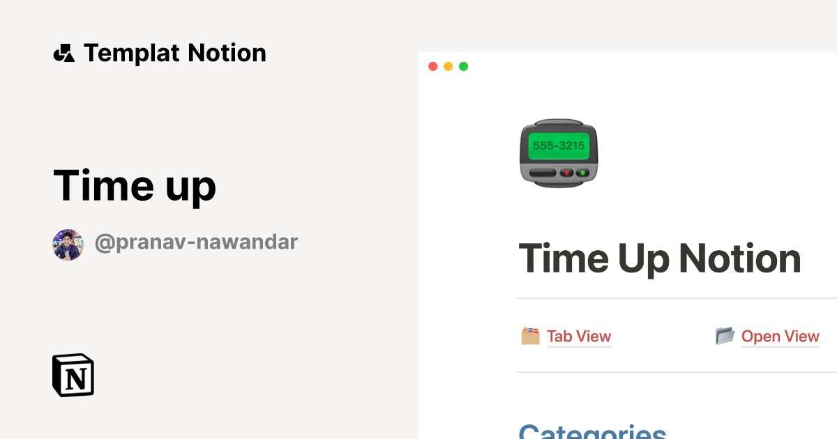 Templat Time up | Notion Marketplace