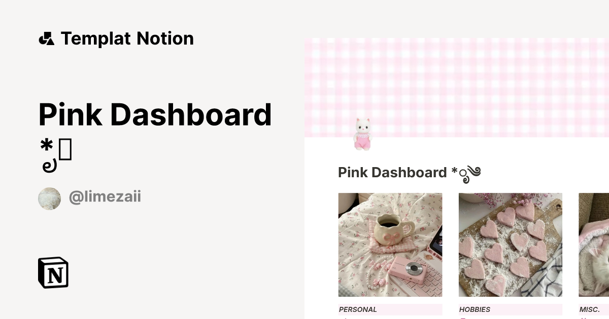 Templat Pink Dashboard *ೃ༄ | Notion Marketplace