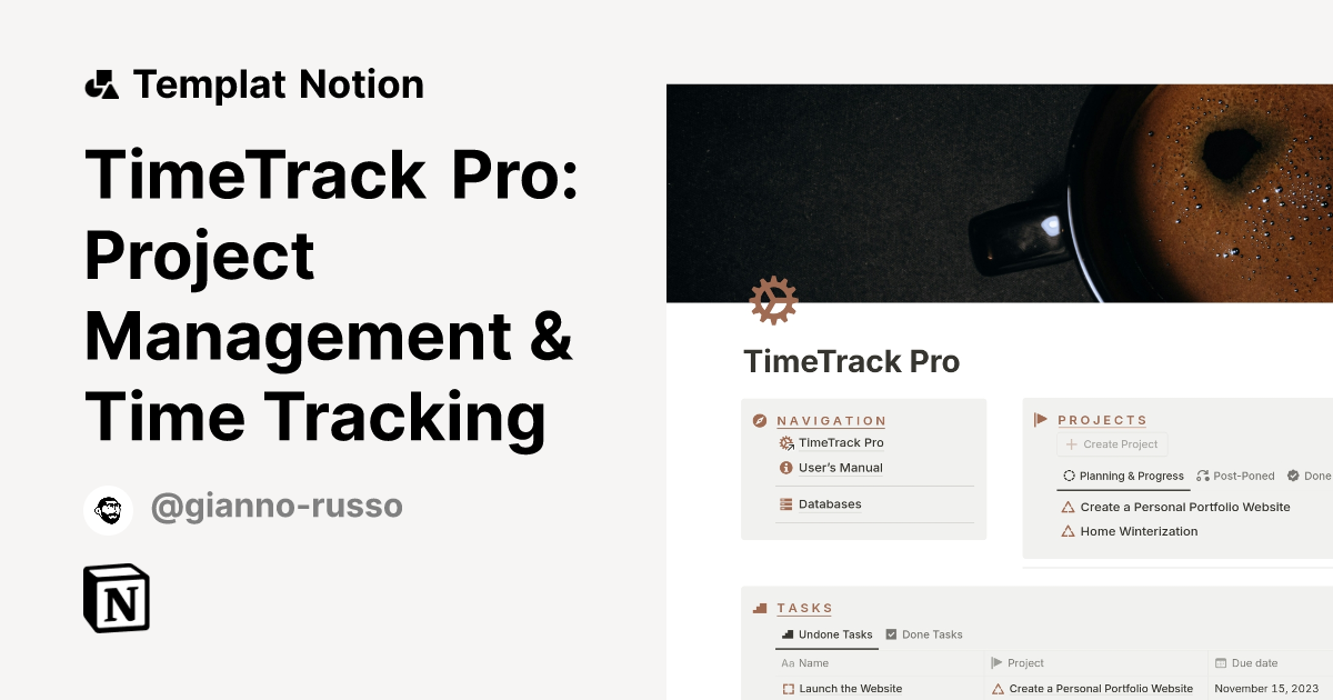 TimeTrack Pro: Project Management & Time Tracking Templat oleh Gianno ...