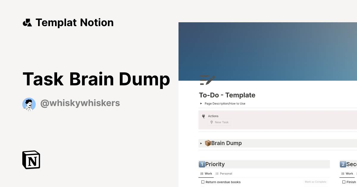 Task Brain Dump Templat oleh Clint Spitzer | Notion Marketplace