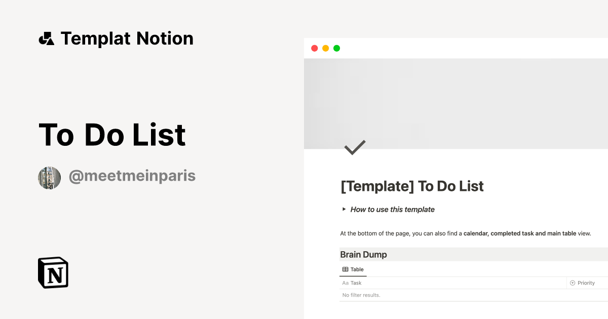 Templat To Do List | Notion Marketplace