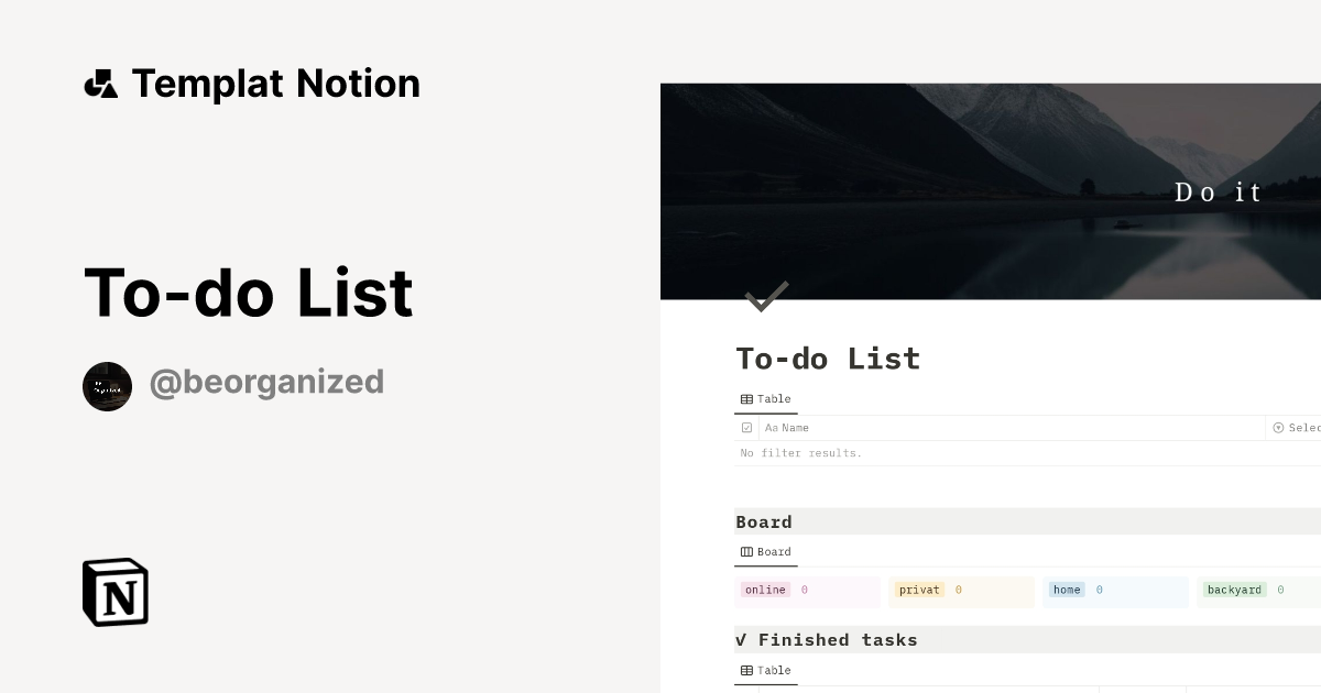 To-do List Templat oleh Beorganized | Notion Marketplace
