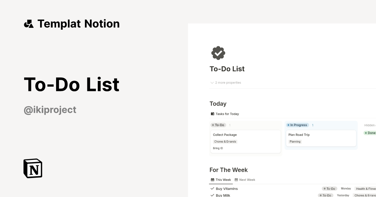 Templat To-Do List | Notion Marketplace