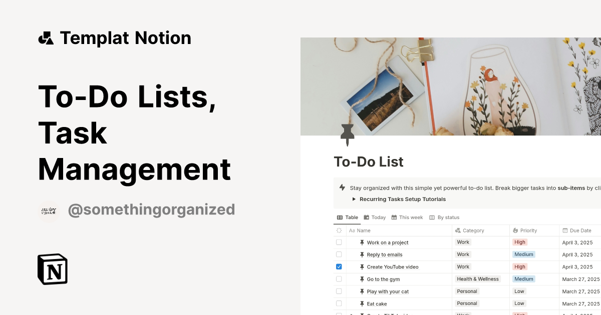 Templat To-Do Lists, Task Management | Notion Marketplace