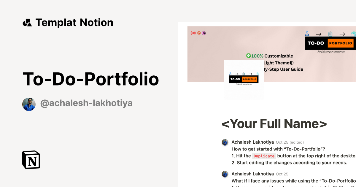 Templat To-Do-Portfolio | Notion Marketplace