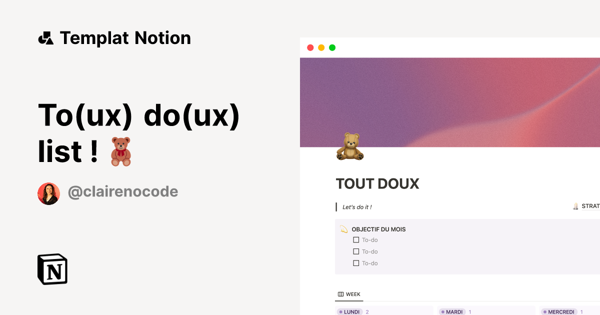 Templat To(ux) do(ux) list ! 🧸 | Notion Marketplace