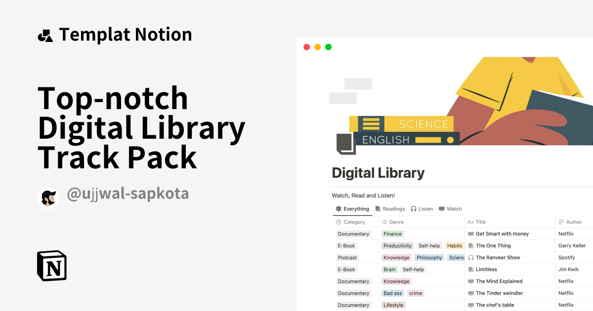 Templat Top-notch Digital Library Track Pack | Notion Marketplace