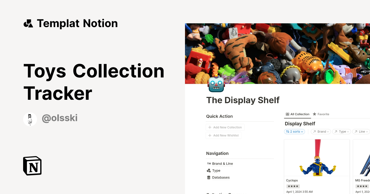 Toys Collection Tracker Templat oleh olsski | Notion Marketplace