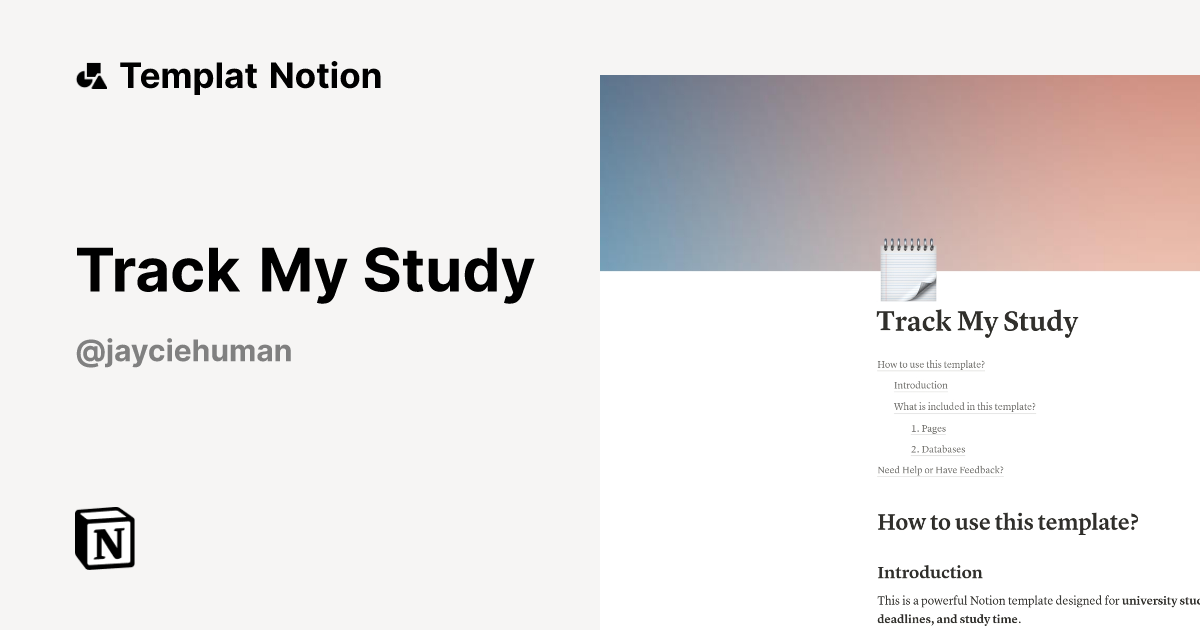 Templat Track My Study | Notion Marketplace