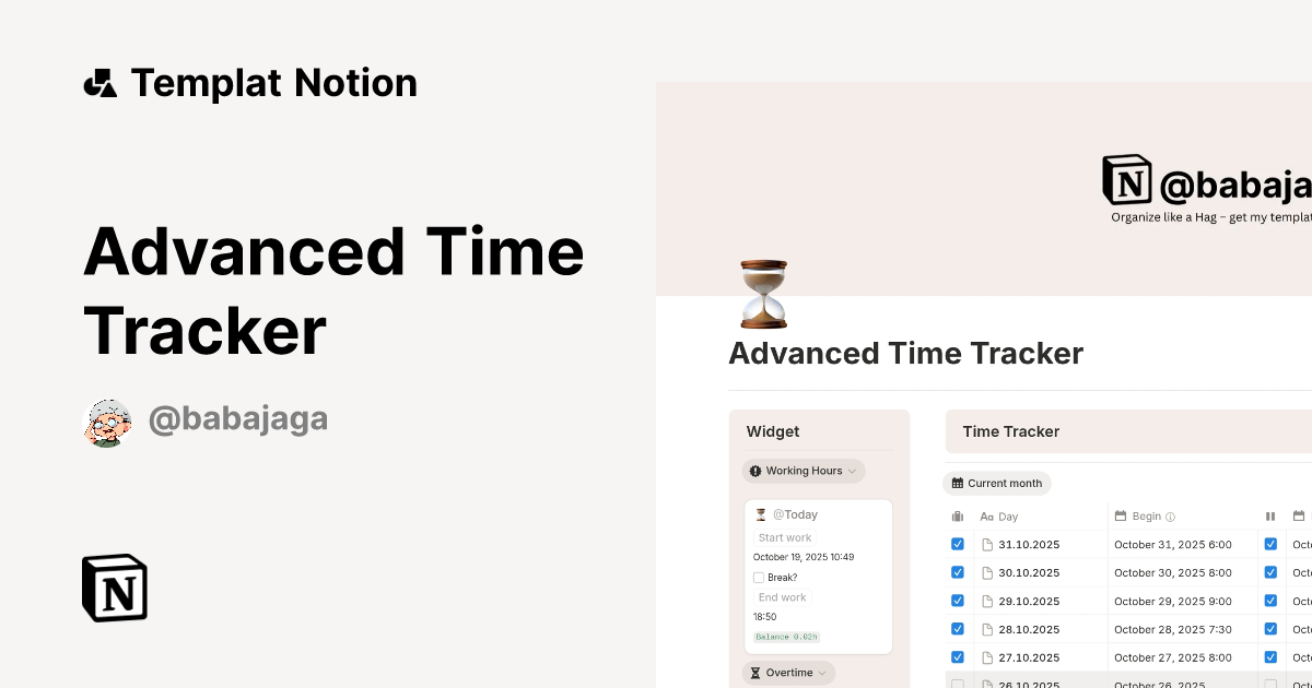 Templat Advanced Time Tracker | Notion Marketplace