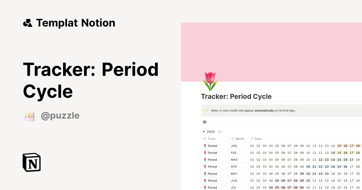 Templat Tracker: Period Cycle | Notion Marketplace