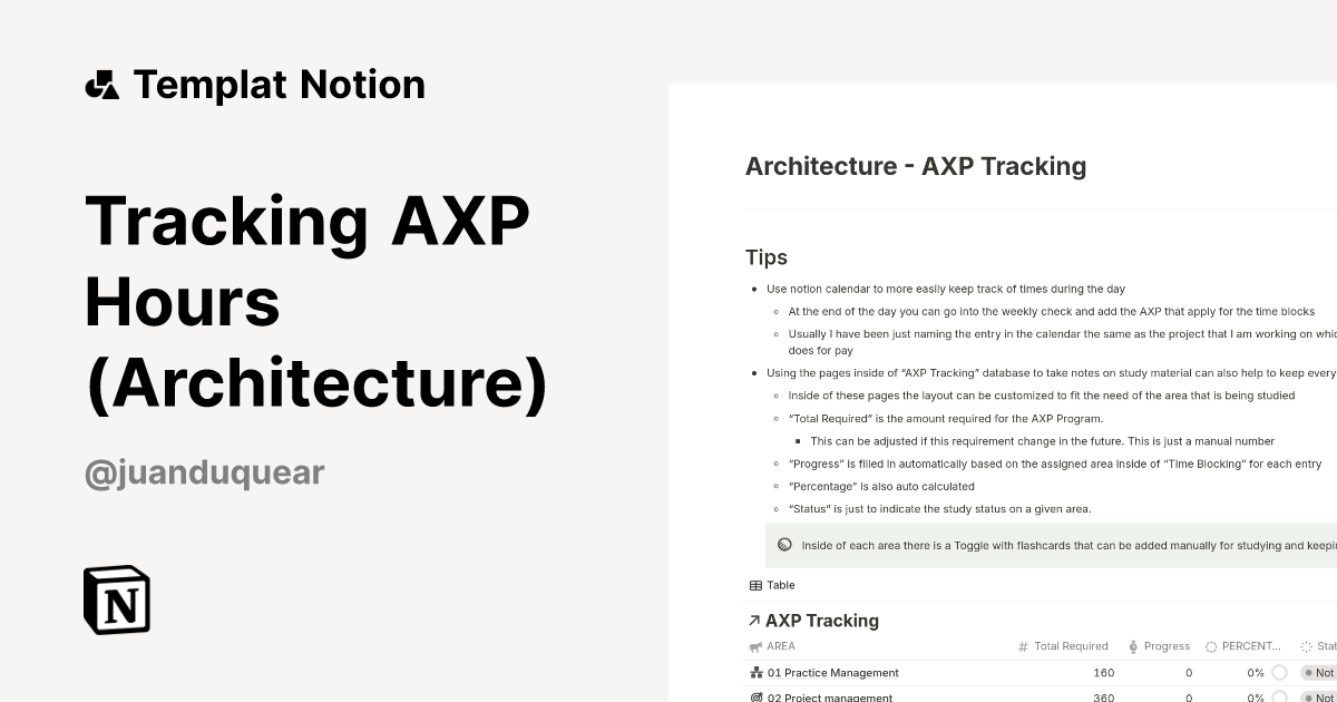 Templat Tracking AXP Hours (Architecture) | Notion Marketplace