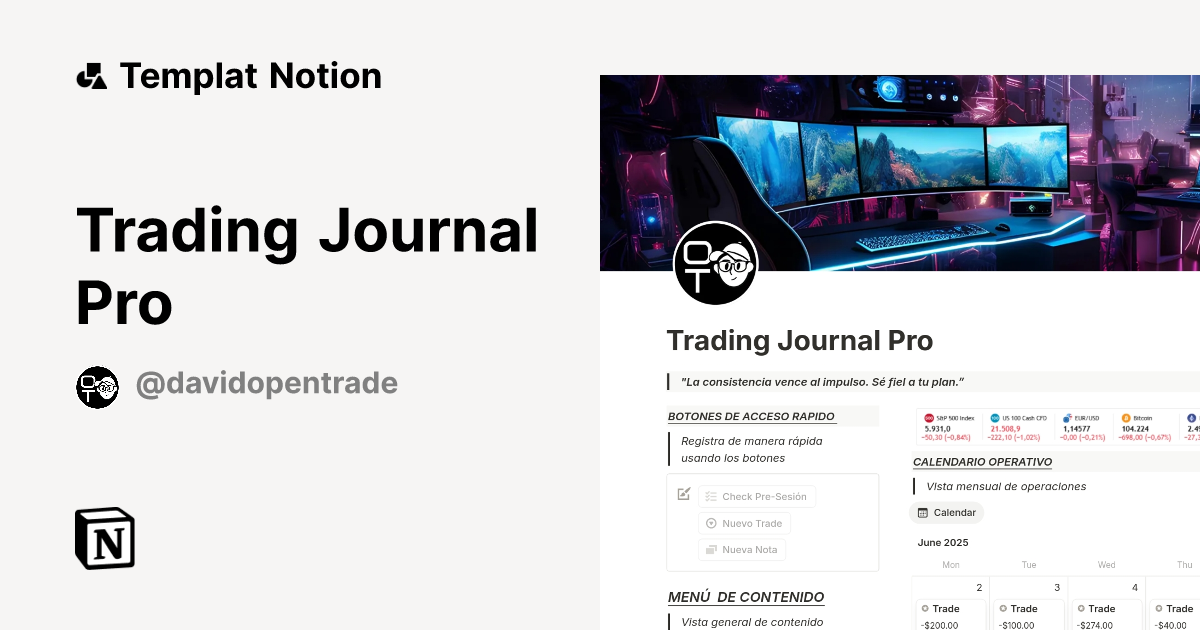 Templat Trading Journal Pro | Notion Marketplace
