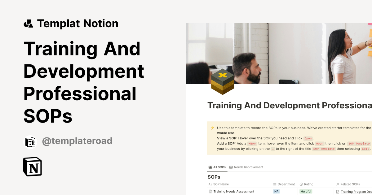 Templat Training And Development Professional SOPs | Notion Marketplace
