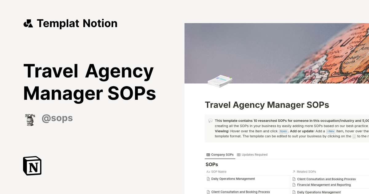 Templat Travel Agency Manager SOPs | Notion Marketplace