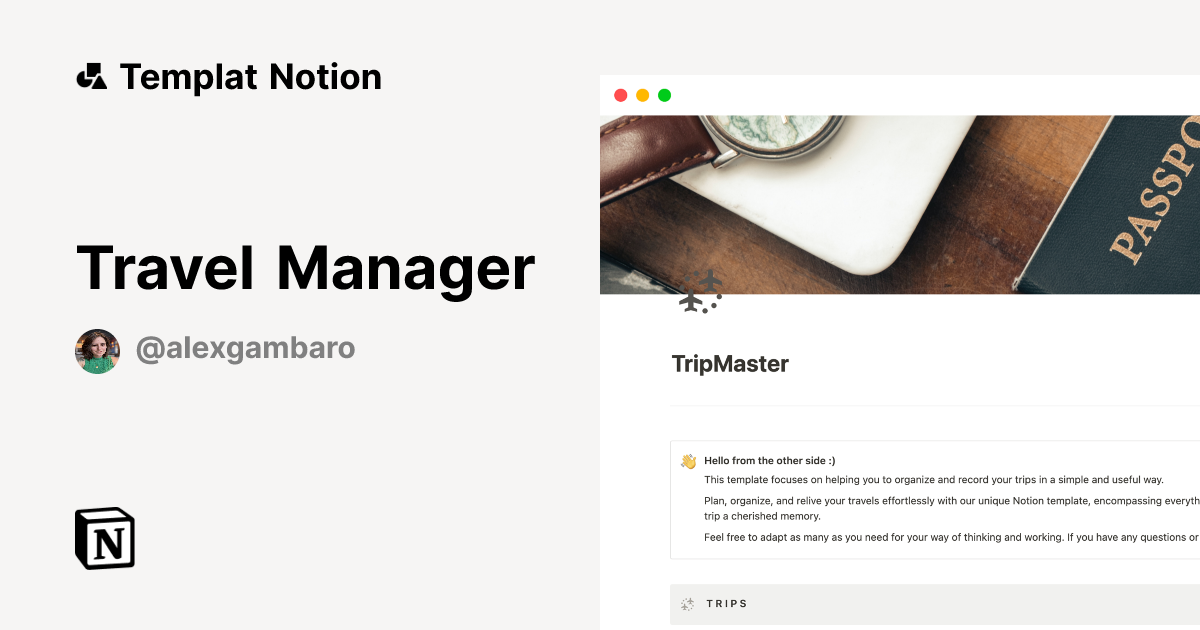 Templat Travel Manager | Notion Marketplace