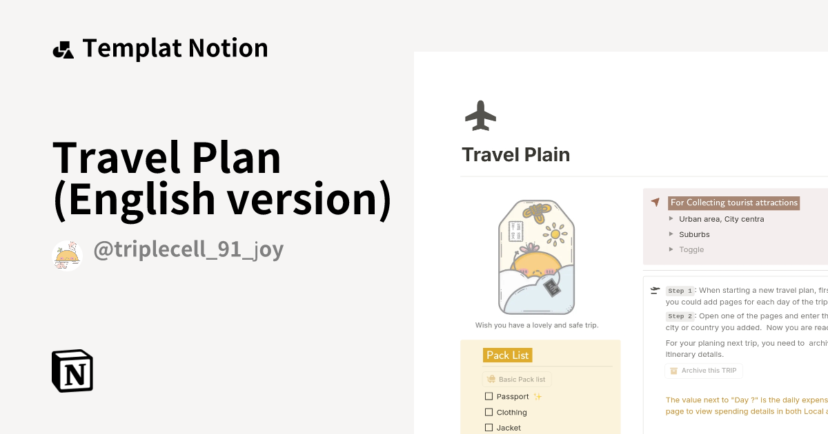 Templat Travel Plan (English version) | Notion Marketplace