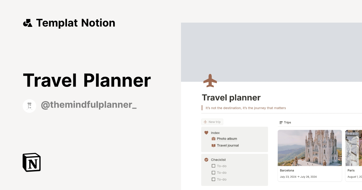 Templat Travel Planner | Notion Marketplace