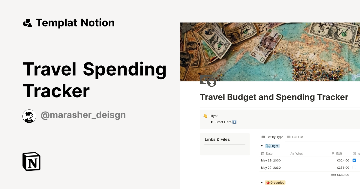 Templat Travel Spending Tracker | Notion Marketplace